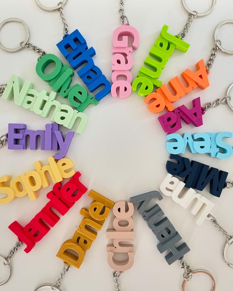 Personalized Name Keychain: Custom School Bag Tag, Party Favor - Etsy