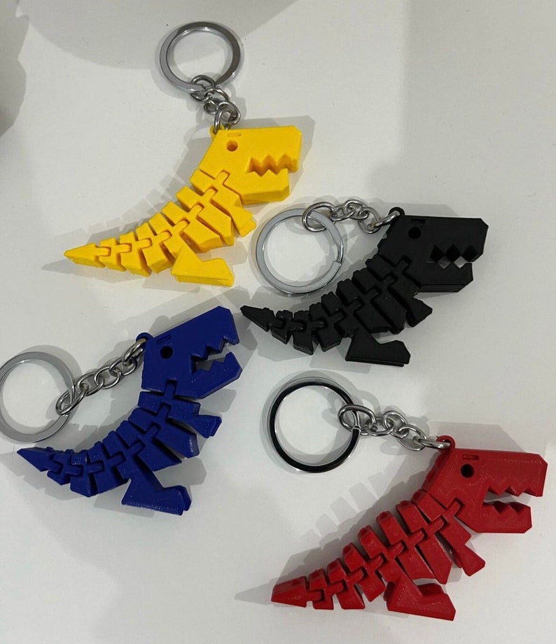 Flexible Dinosaur Keychain 3D Printed Fidget Toy Cute Dino Party Favor ...