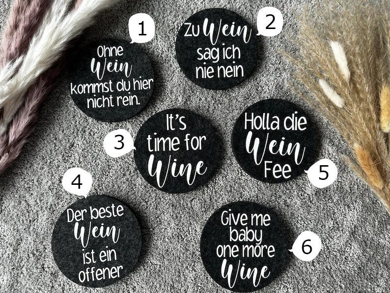 Felt Coasters Theme wine, Round, Glass Coasters, Coasters, Name, Felt ...