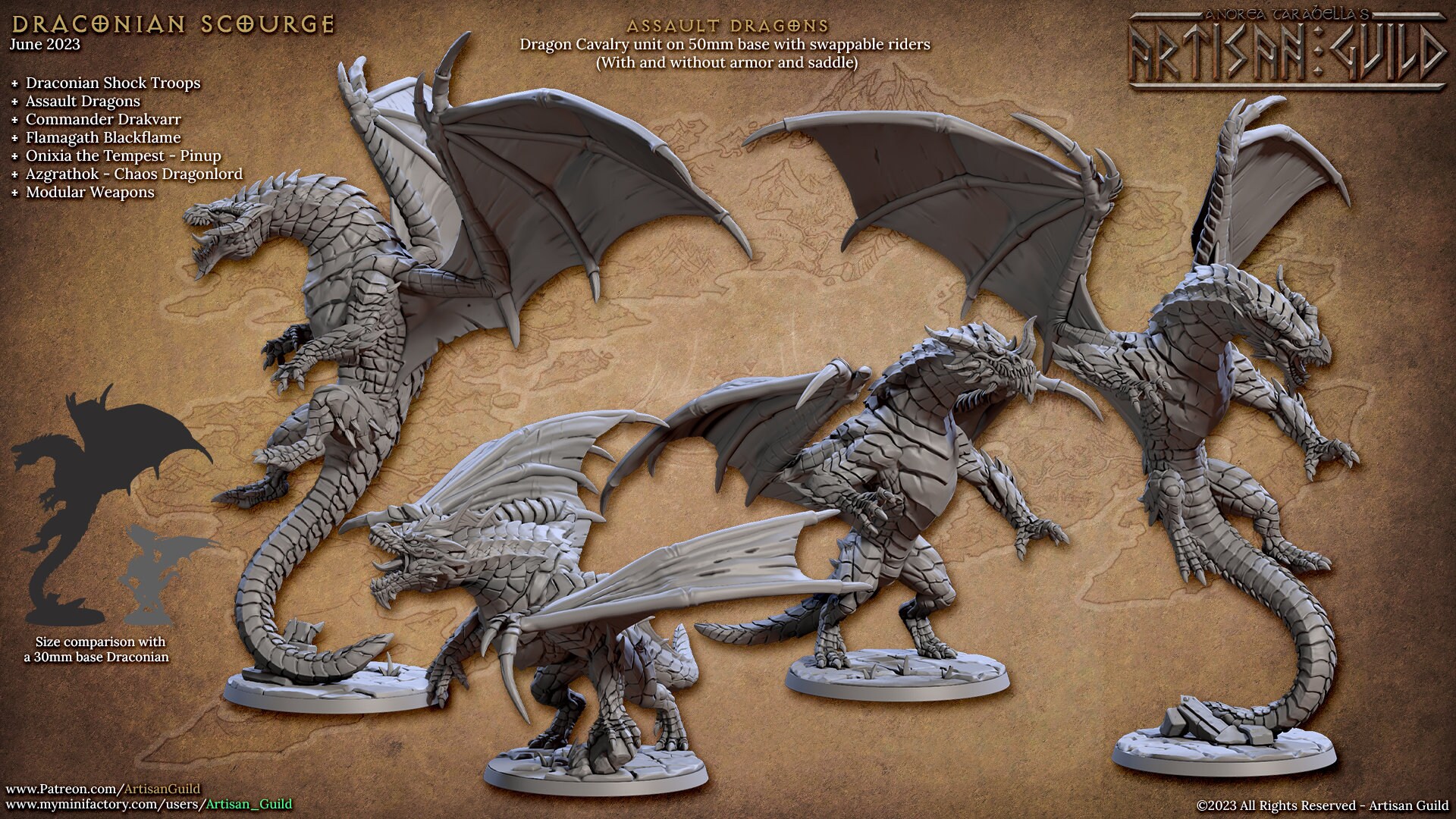 Assault Dragons With Riders 3D Printed Resin Miniature Tabletop Role ...