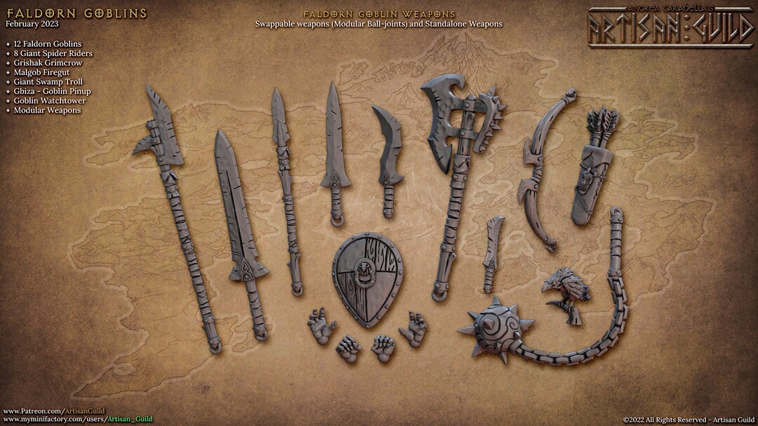 Faldorn Goblins Weapons Set 3D Printed Resin Miniatures Goblins ...