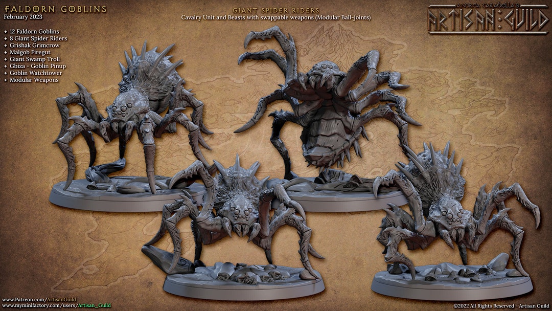 Giant Spiders Set 3D Printed Resin Miniatures Giant - Etsy
