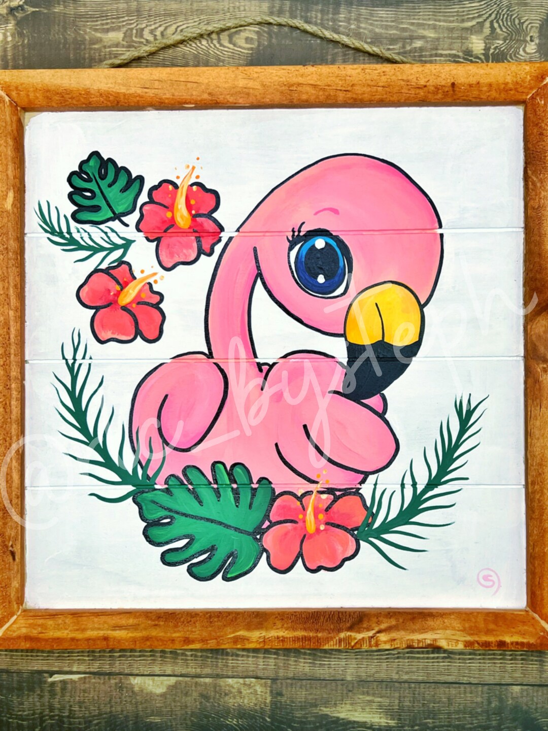 Pink Flamingo Sign for Summer, DIY Door Hanger or Shelf Décor, Hand ...