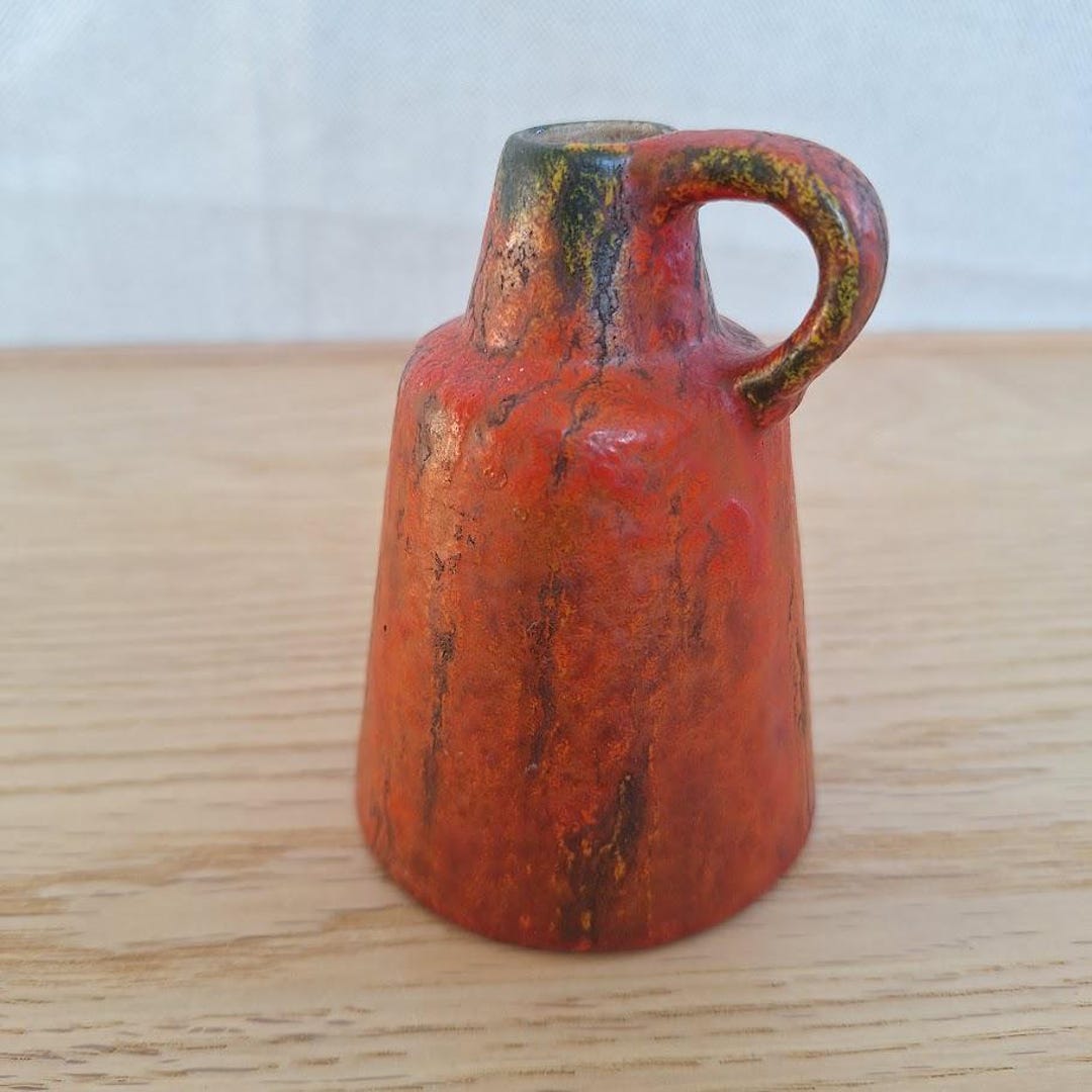 Ruscha Vulkano Vase West Germany | Fat Lava Red Orange Ceramic | Mid ...