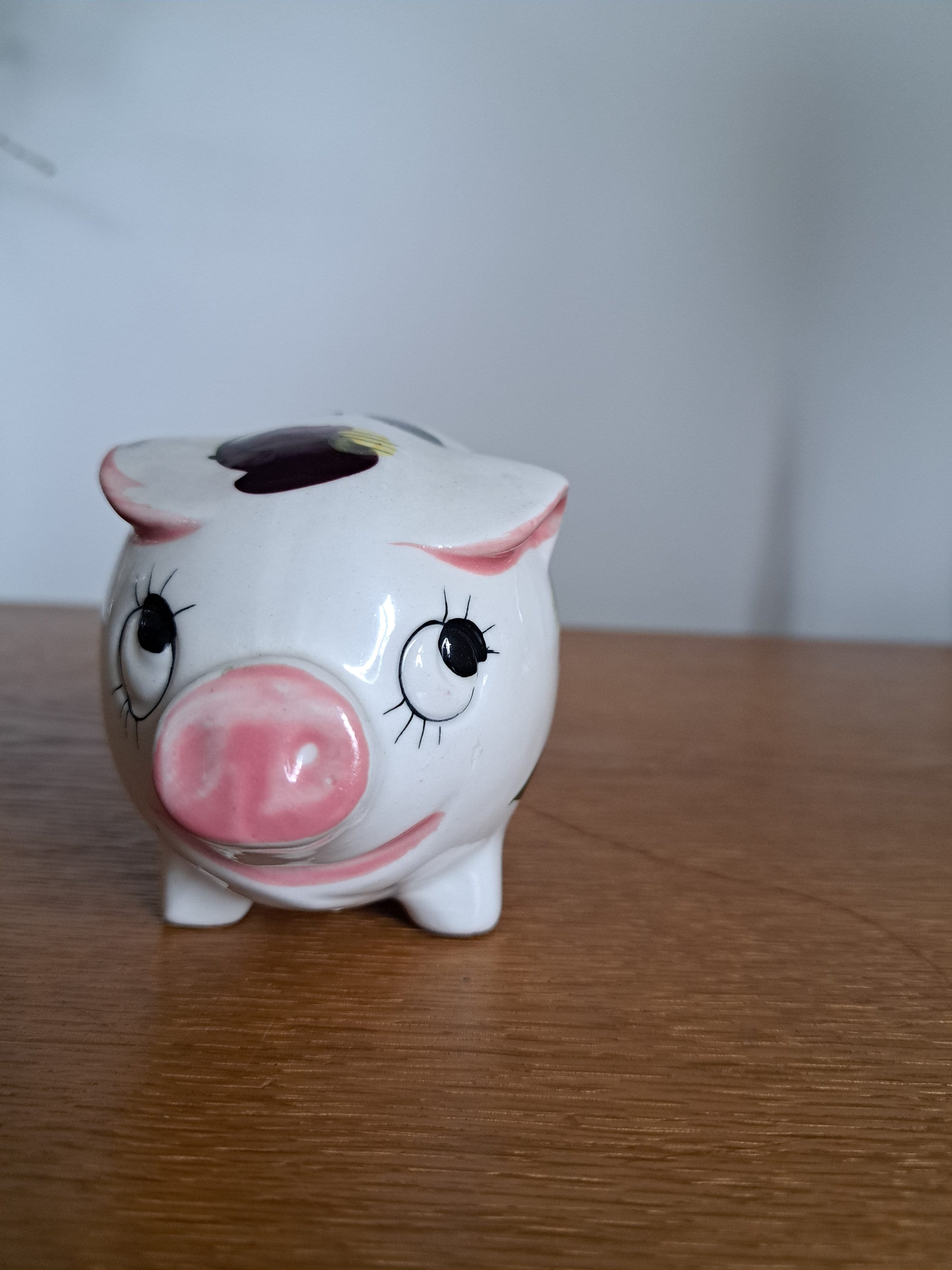 Vintage Ceramic Piggy Bank, 70s West German Pottery With Lovely Flowers ...