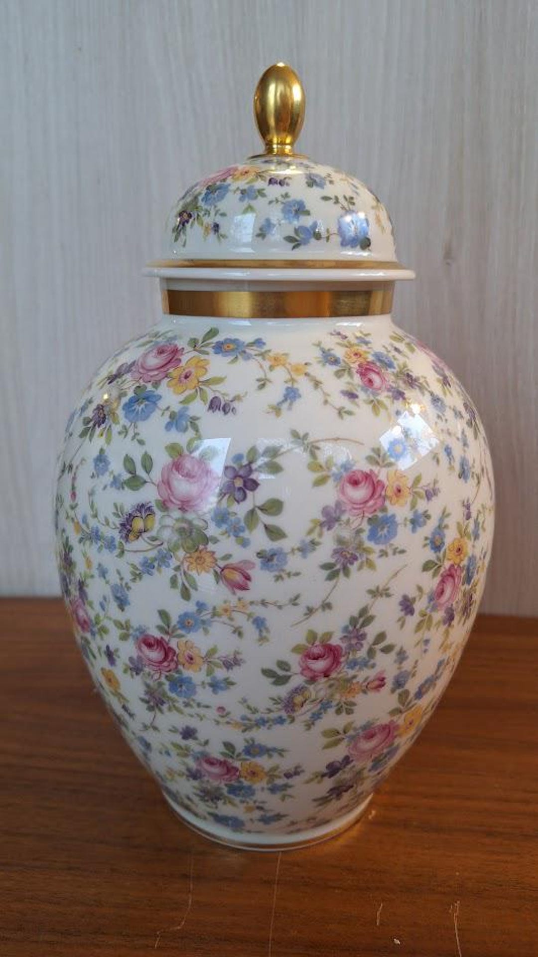 1950's Hand Painted Potiche Porcelain Thomas Barvaria Germany Rose ...