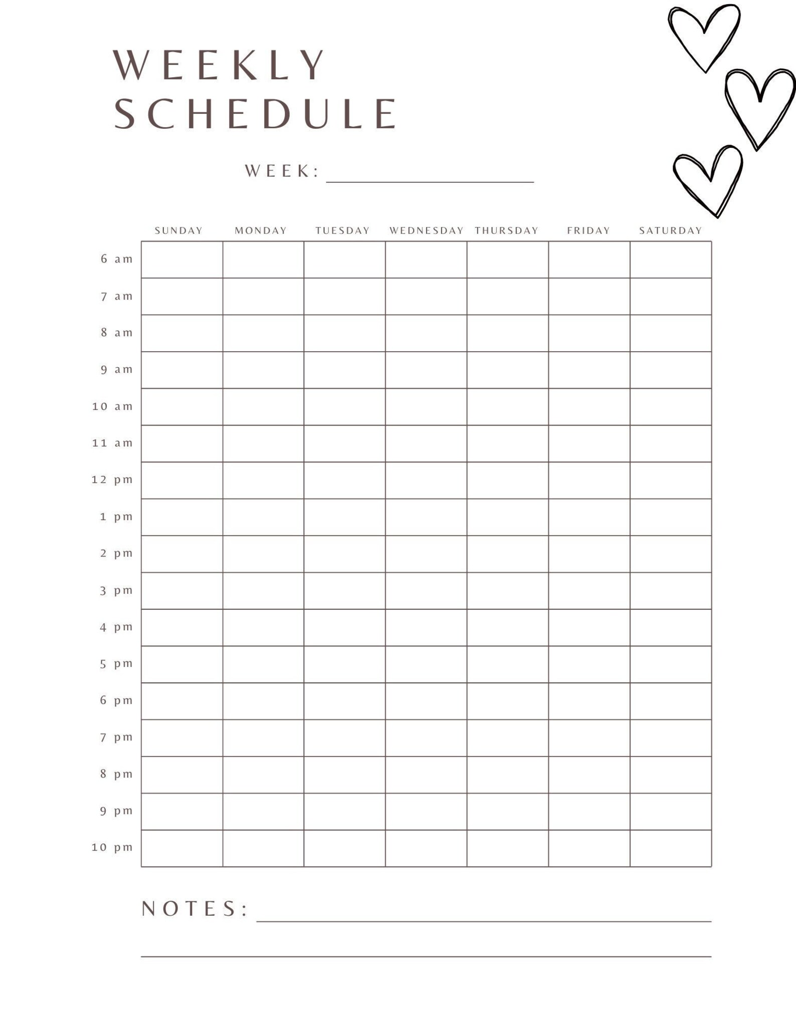 Printable Weekly Schedule - Etsy