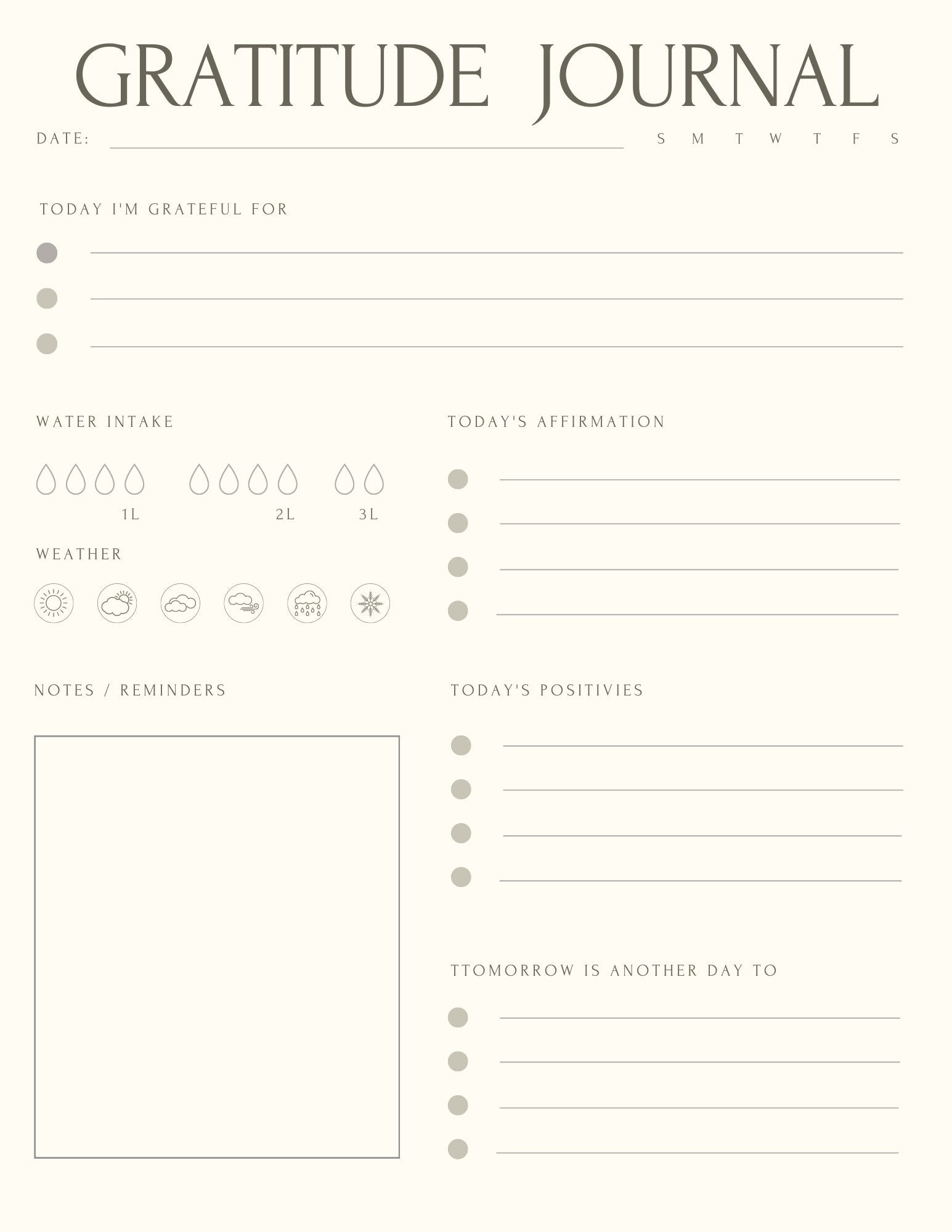 Printable Daily Gratitude Journal - Etsy