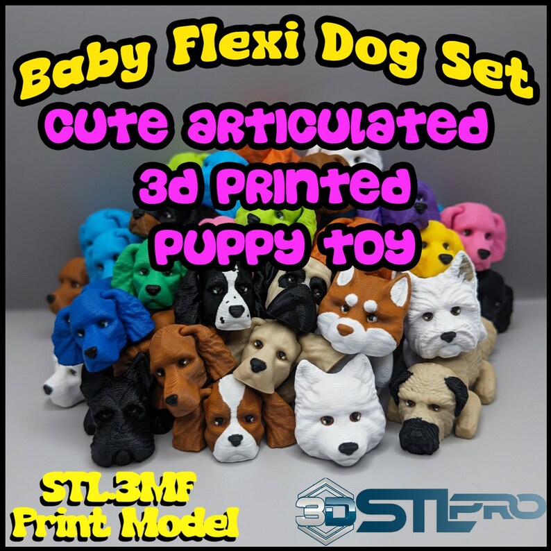 Articulated 3D Printed Puppy Toy: Flexi Dog Set - Etsy