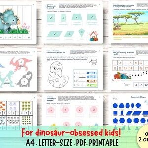 Dinosaur Maths Color by Numbers Printable Activity Dino Kids Birthday ...
