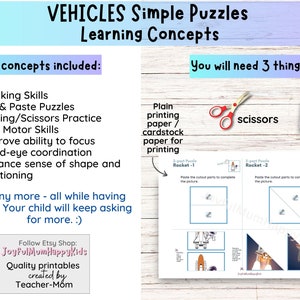 Vehicles Car Transport Easy Puzzle Matching Birthday Party Game ...