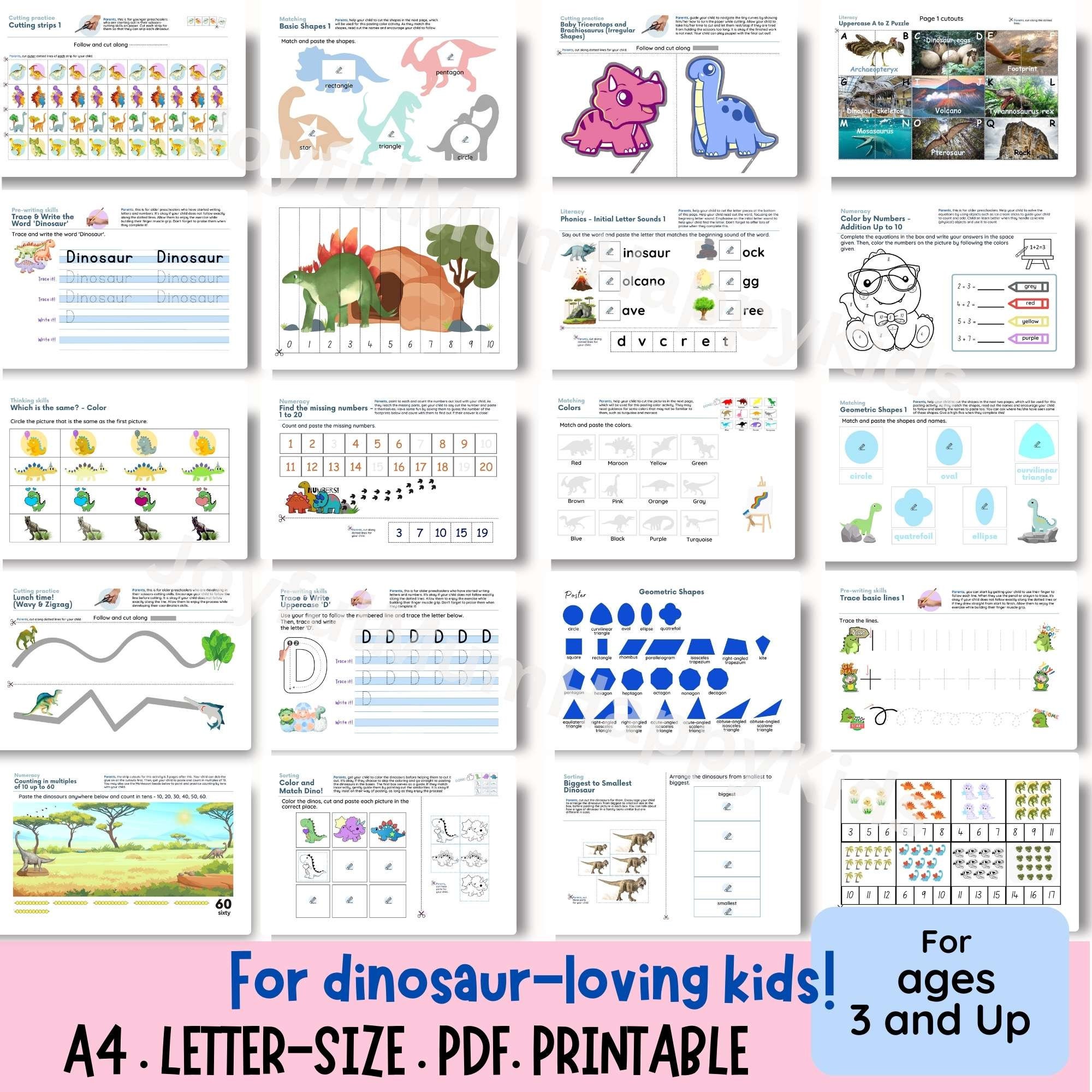 Dinosaur Busy Bundle Printable Activity for Boys Homeschool Preschool ...