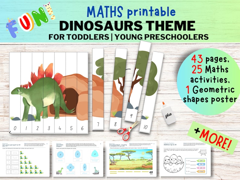 Dinosaur Maths Color by Numbers Printable Activity Dino Kids Birthday ...