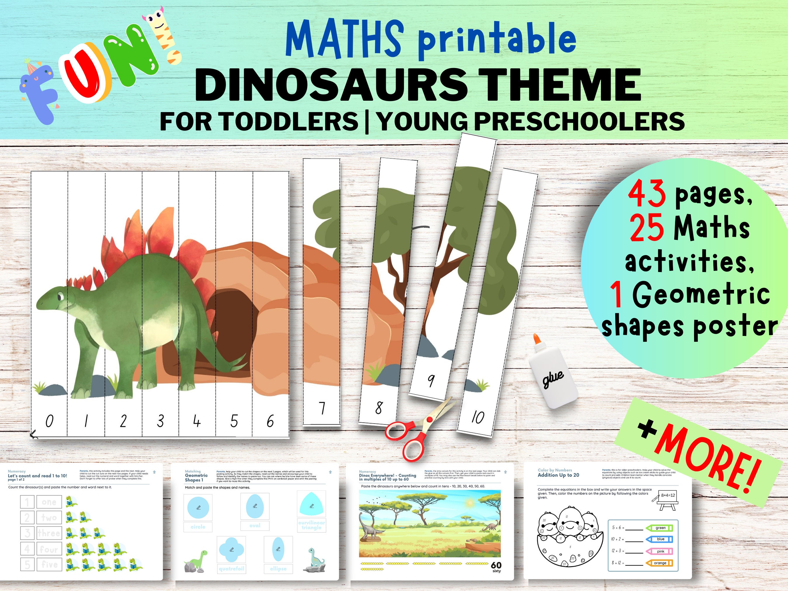 Dinosaur Maths Color by Numbers Printable Activity Dino Kids Birthday ...