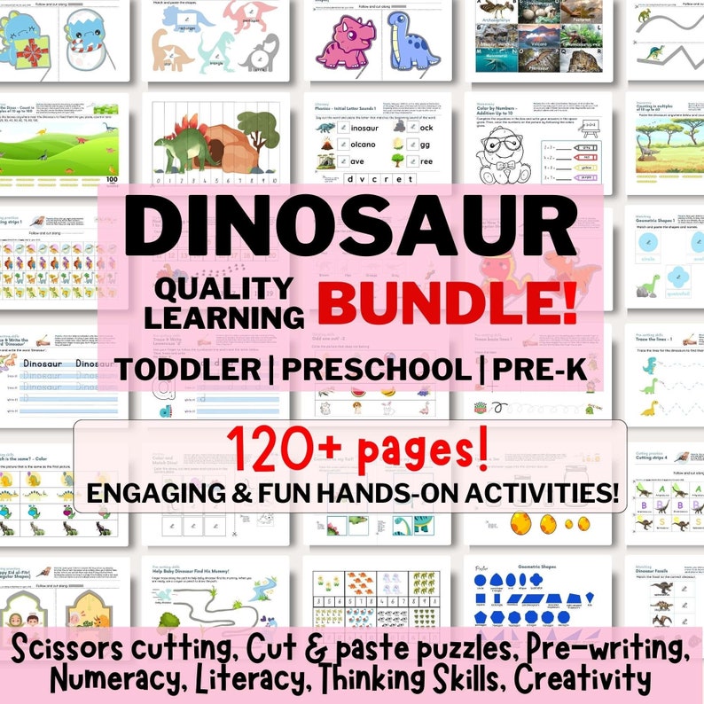 Dinosaur Busy Bundle Printable Activity for Boys Homeschool Preschool ...