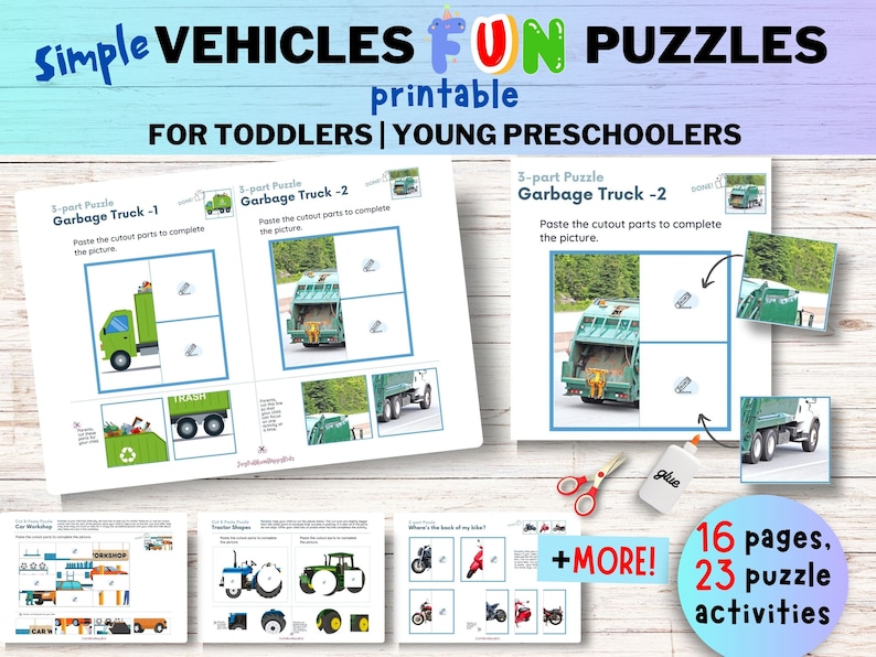 Vehicles Car Transport Easy Puzzle Matching Birthday Party Game ...