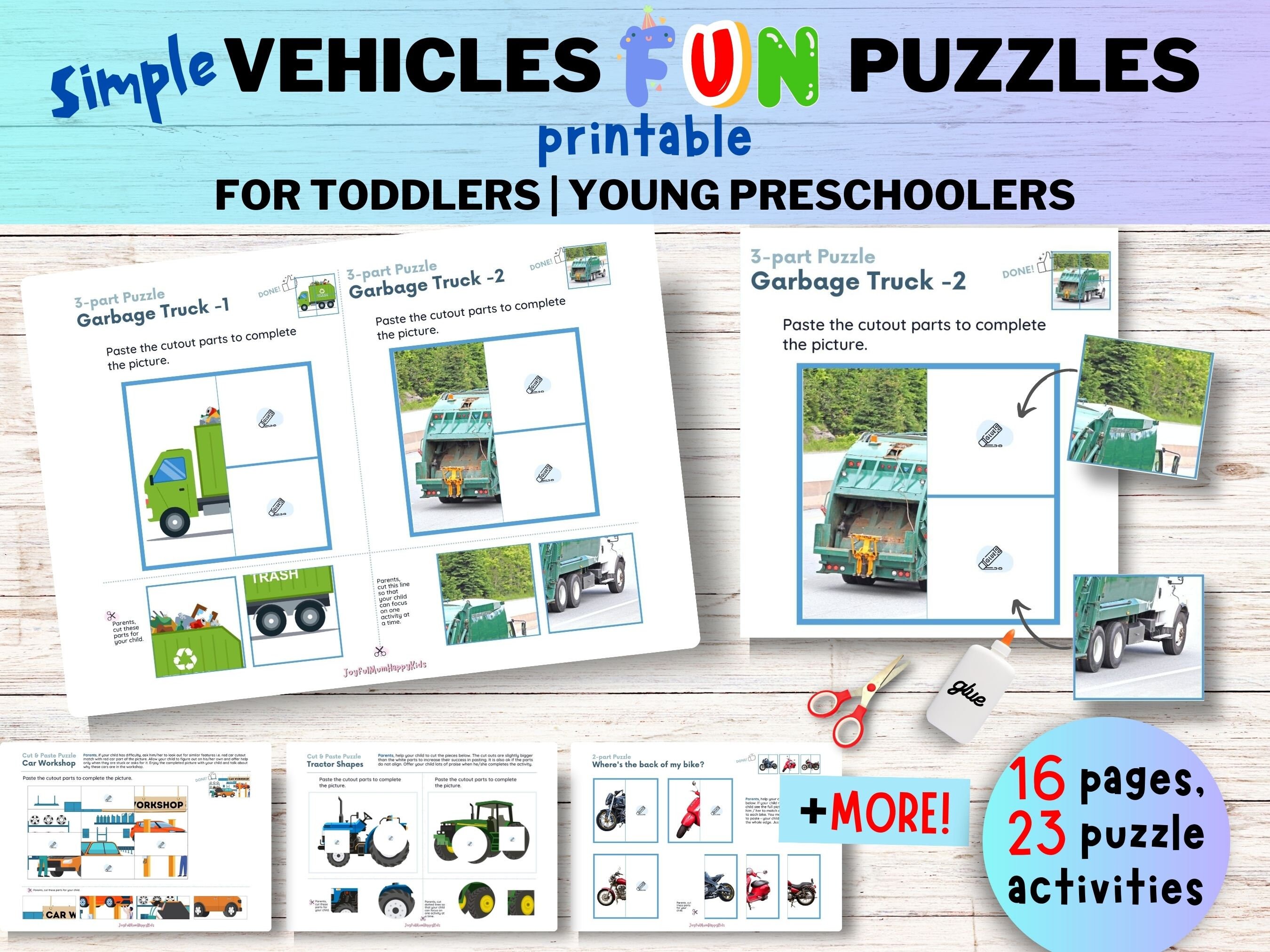 Vehicles Car Transport Easy Puzzle Matching Birthday Party Game ...