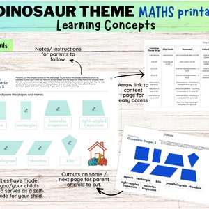 Dinosaur Maths Color by Numbers Printable Activity Dino Kids Birthday ...
