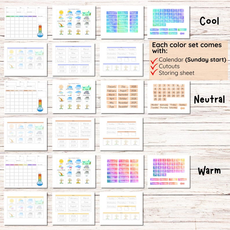 Perpetual Calendar Kids Montessori Morning Board Homeschool Digital ...