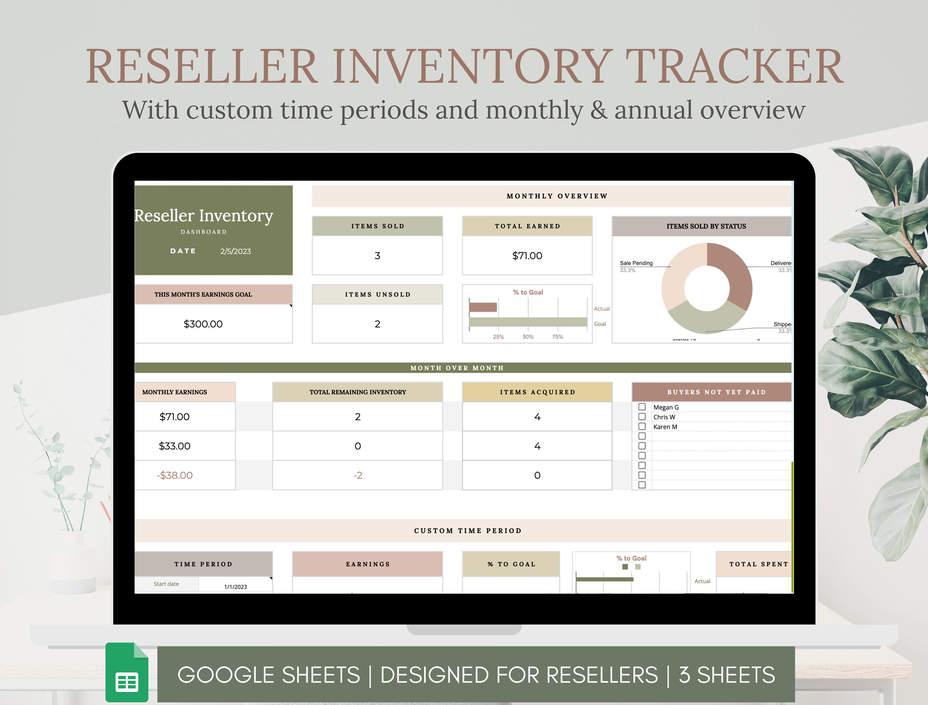 Reseller Inventory Tracker Spreadsheet earth Tones, Inventory Tracker ...