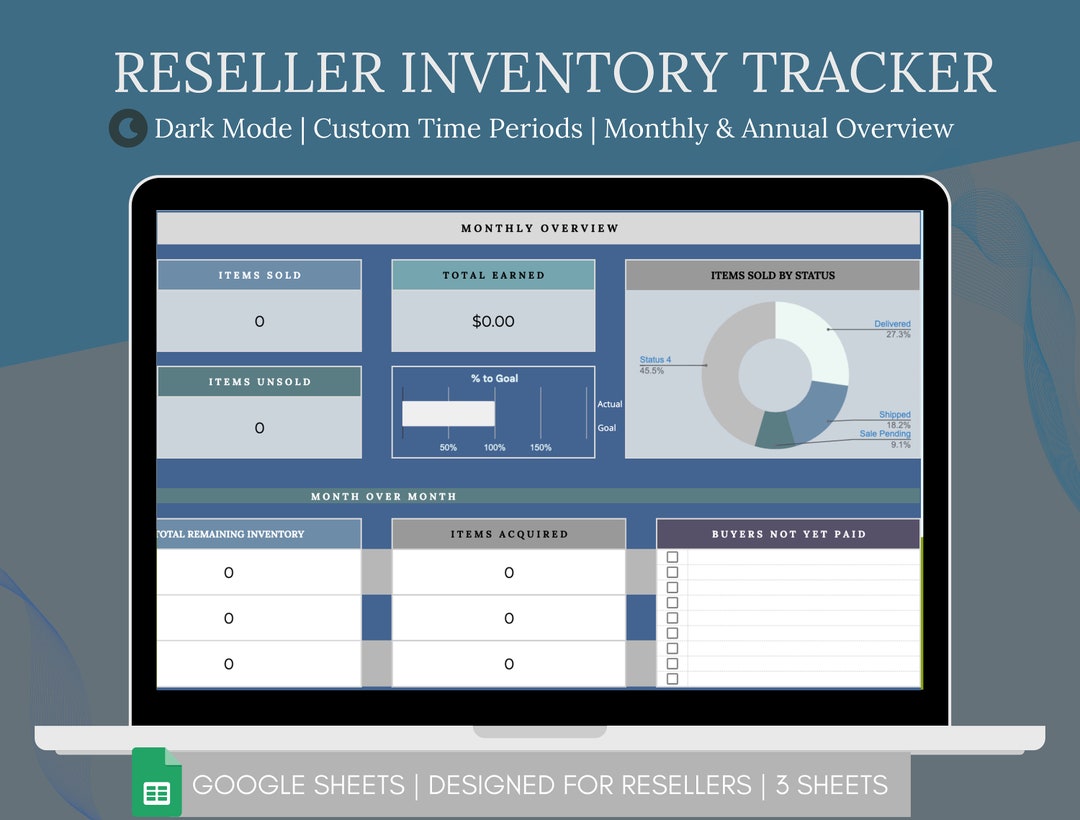 Reseller Inventory Tracker Spreadsheet DARK Mode, Inventory Tracker ...