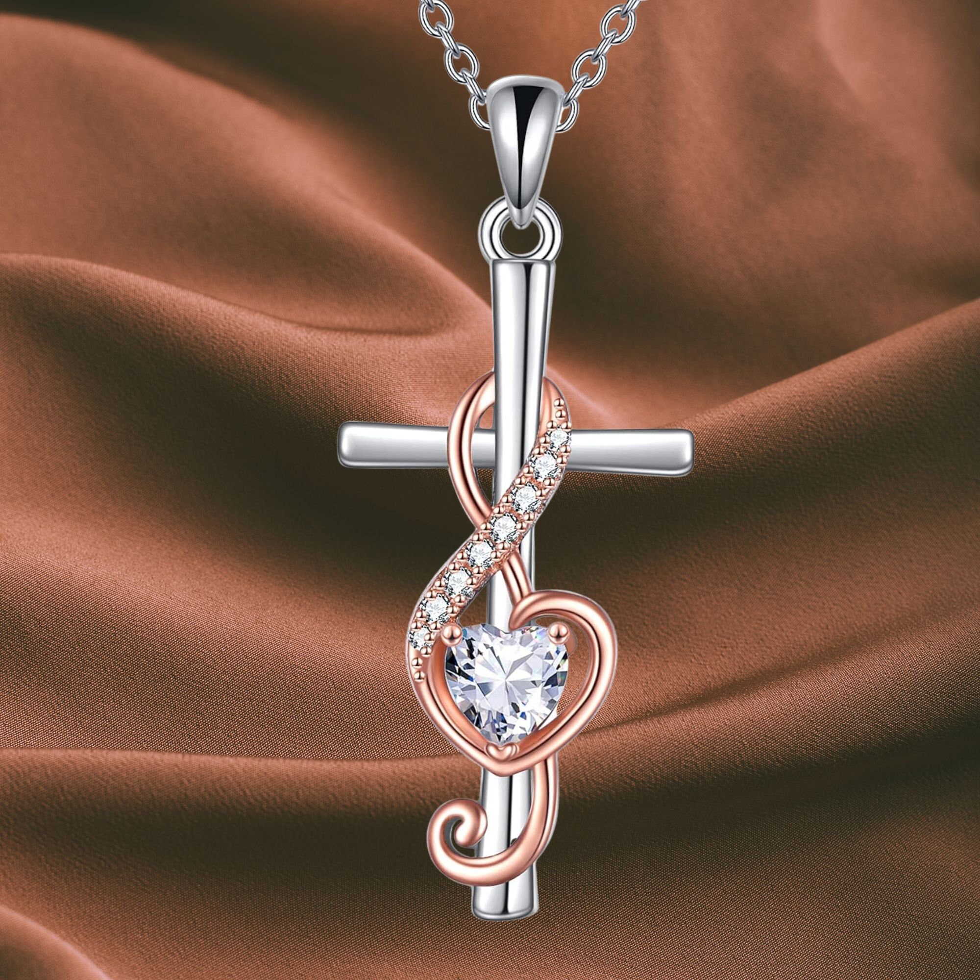 Music Note Cross Necklace for Women Sterling Silver Conformation ...