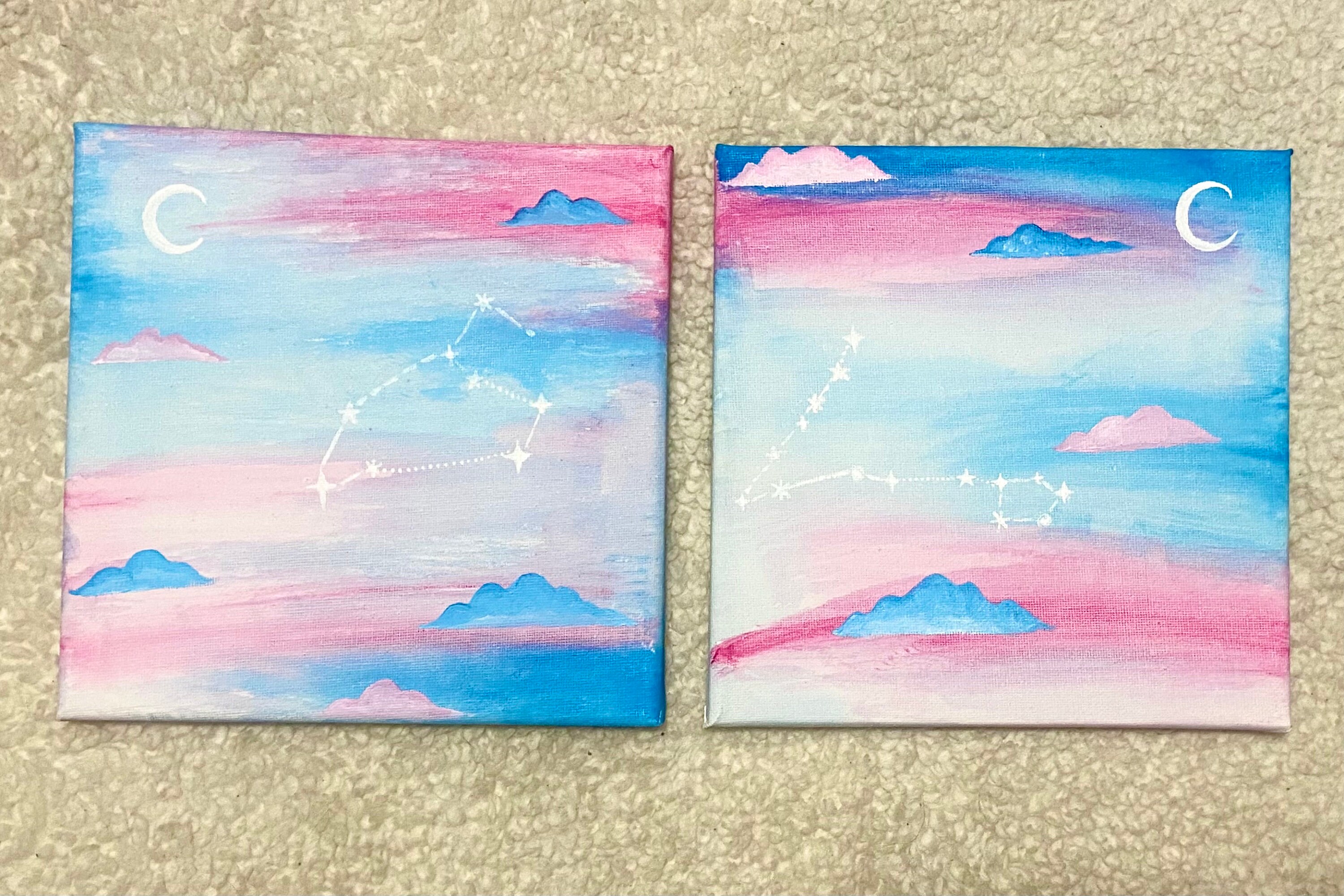 Acrylic Painting Zodiac Constellation, Star Sign Constellation Wall Art ...