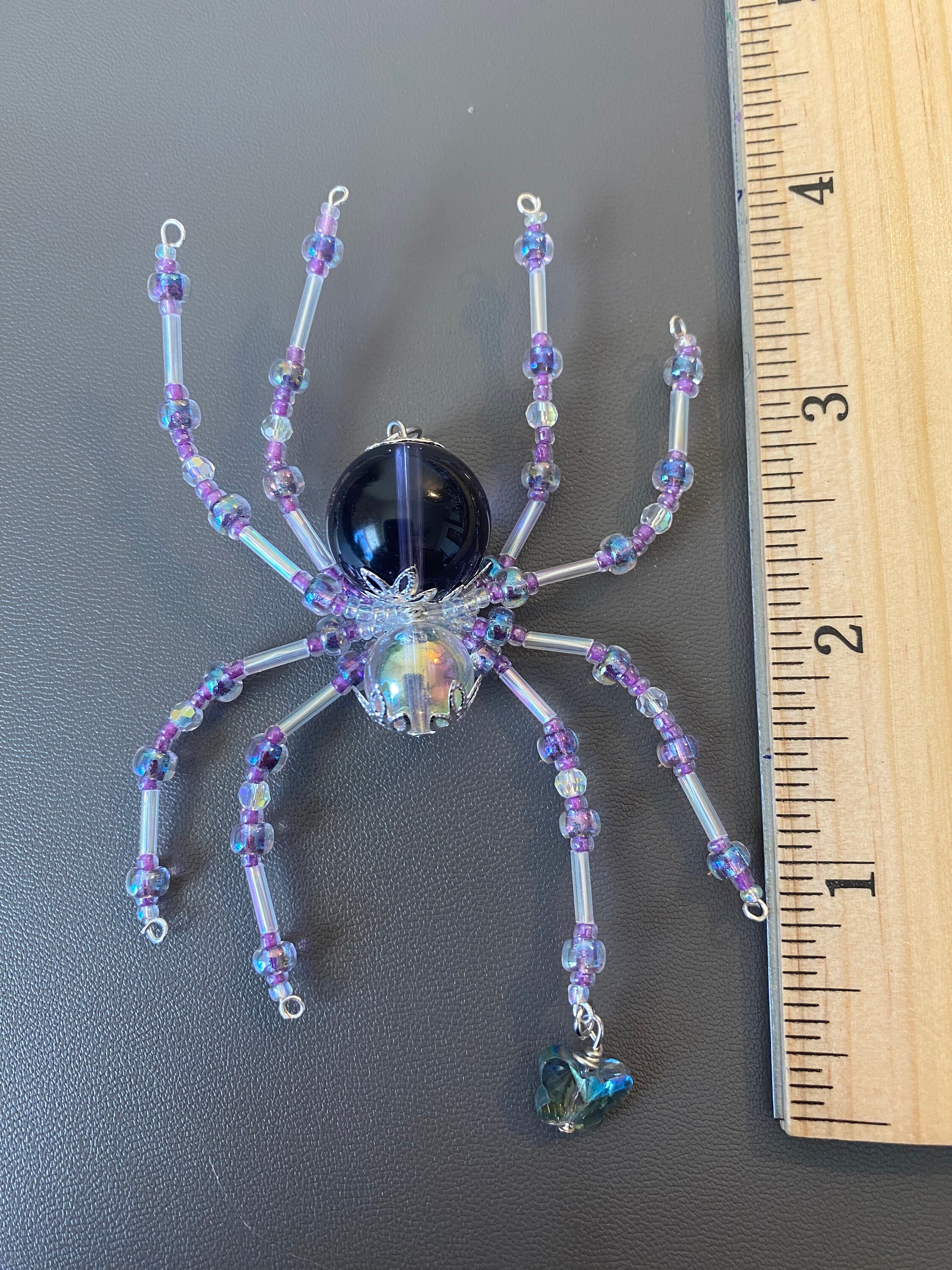 Purple Beaded Spider Suncatcher With Butterfly Charm - Etsy