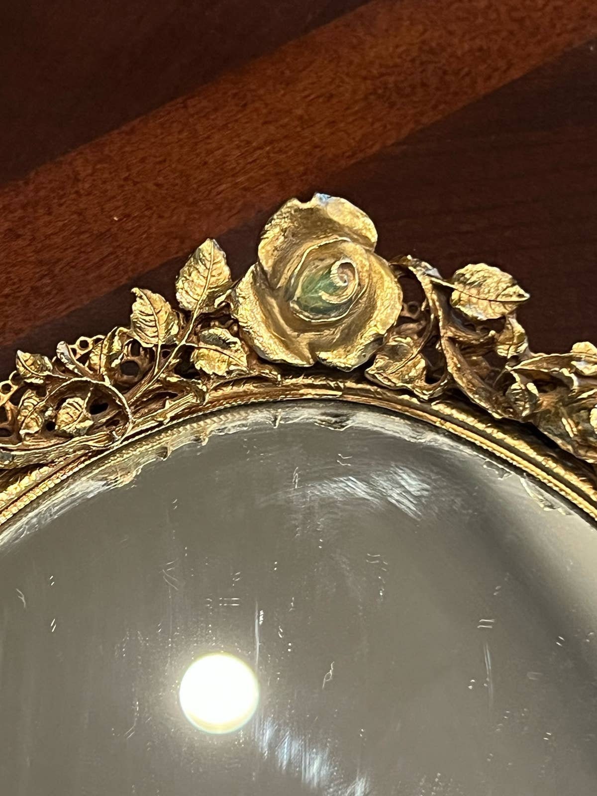 Vintage Vanity Mirror With Gold Roses and Laced Edge Mid - Etsy