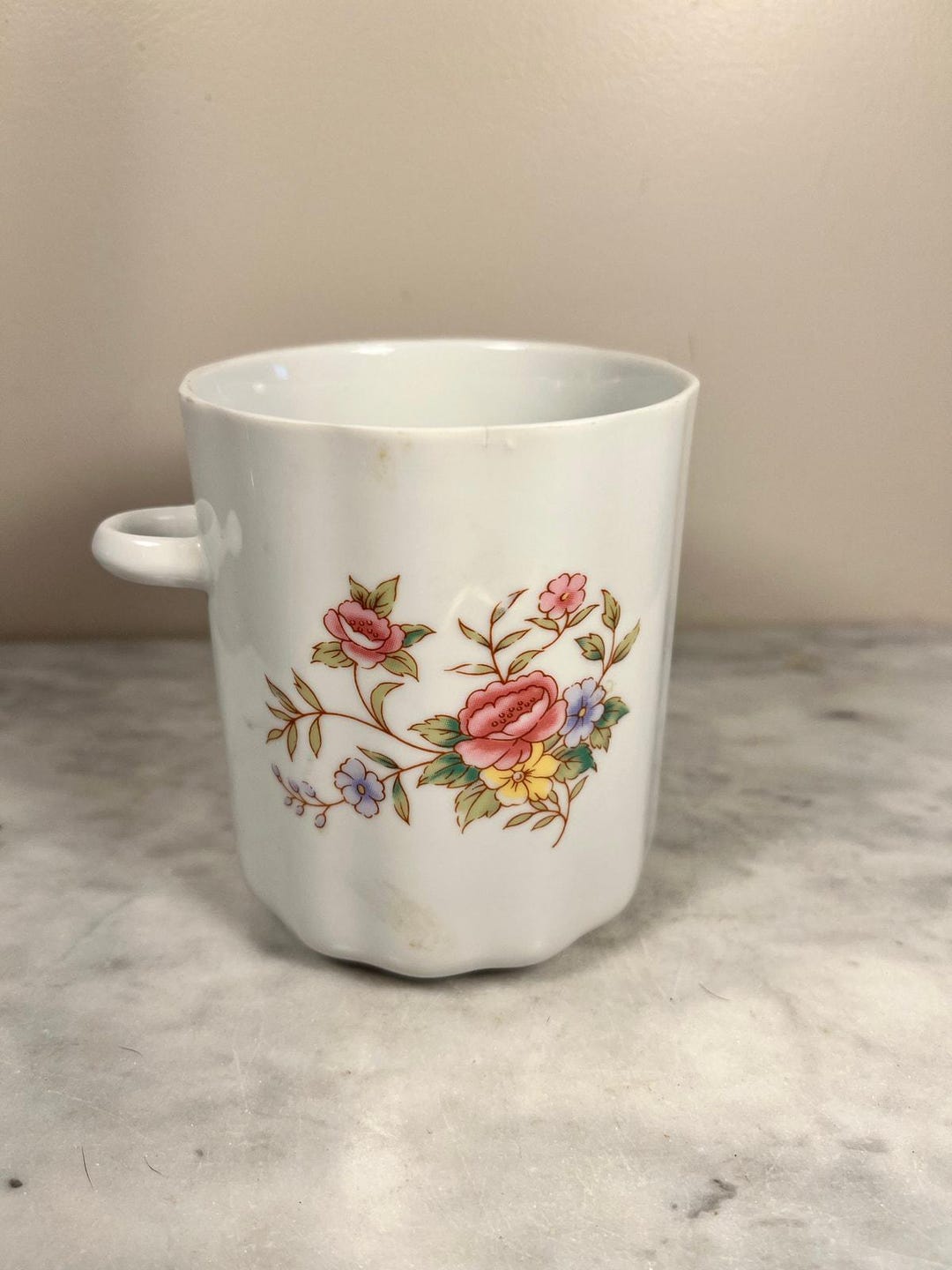 Vintage 1988 FTDA Porcelain Vessel Open Canister With Flowers - Etsy