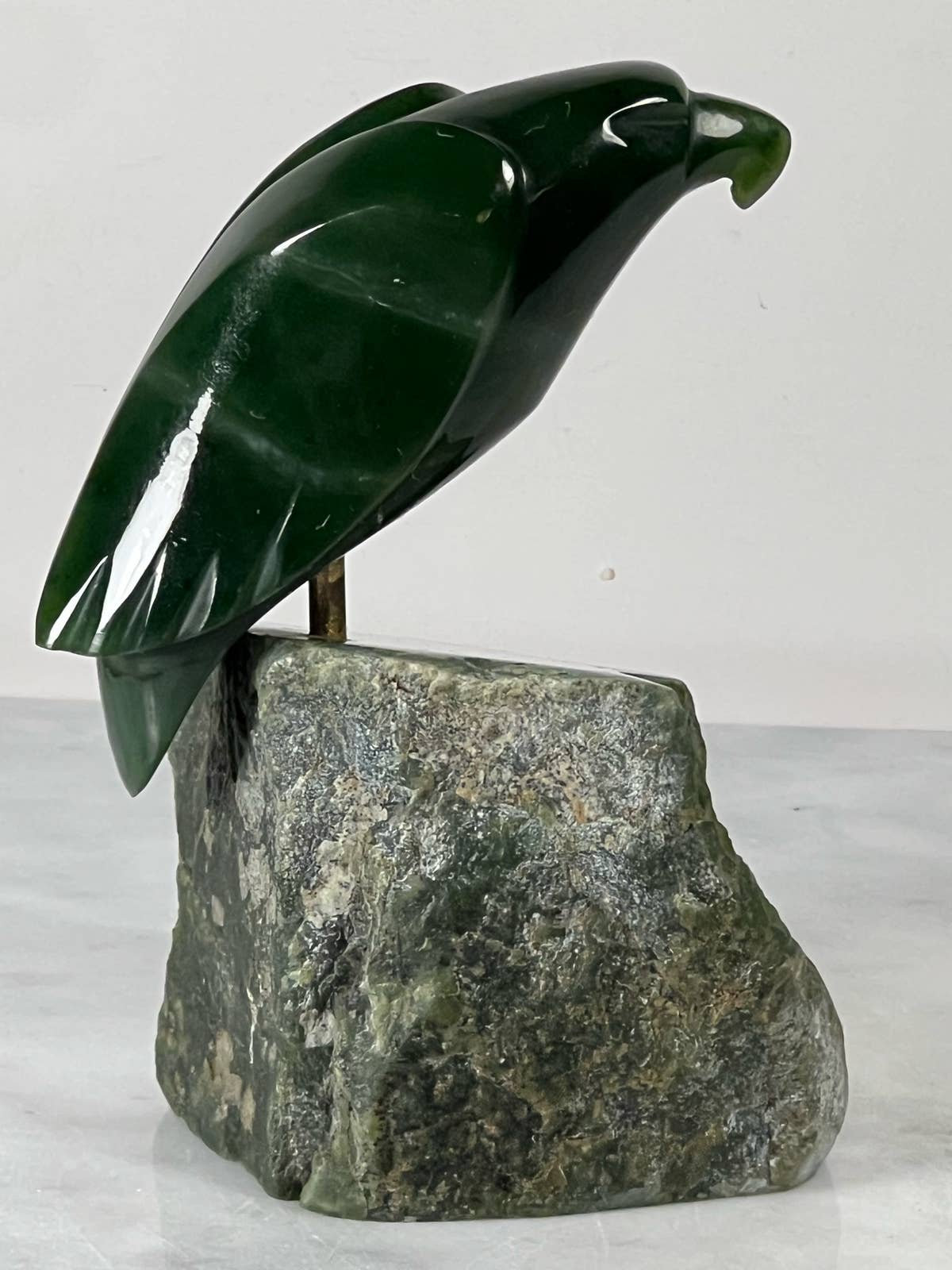 Vintage Handcarved Jade Raven on Jade Stone Signed - Etsy