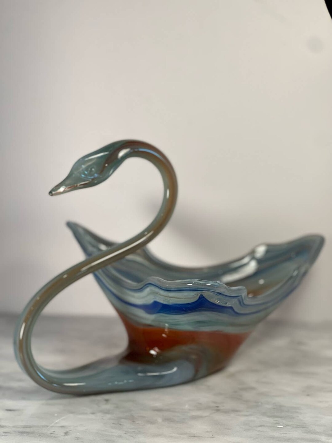 Vintage Mid Century Swan Art Glass Hand Blown Bowl Dish - Etsy