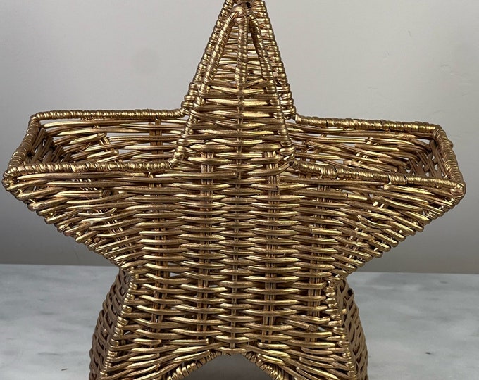 Vintage Gold Star Basket - Wicker and Wire Star Basket - Etsy