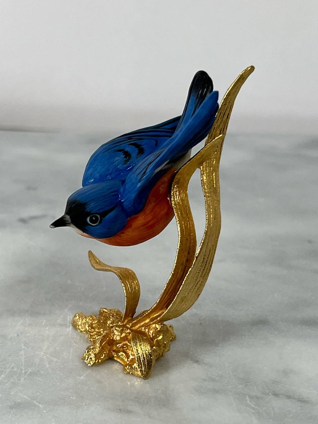 Boehm Porcelain Adult Bluebird on 24K Bronze Made USA 1985 - Etsy