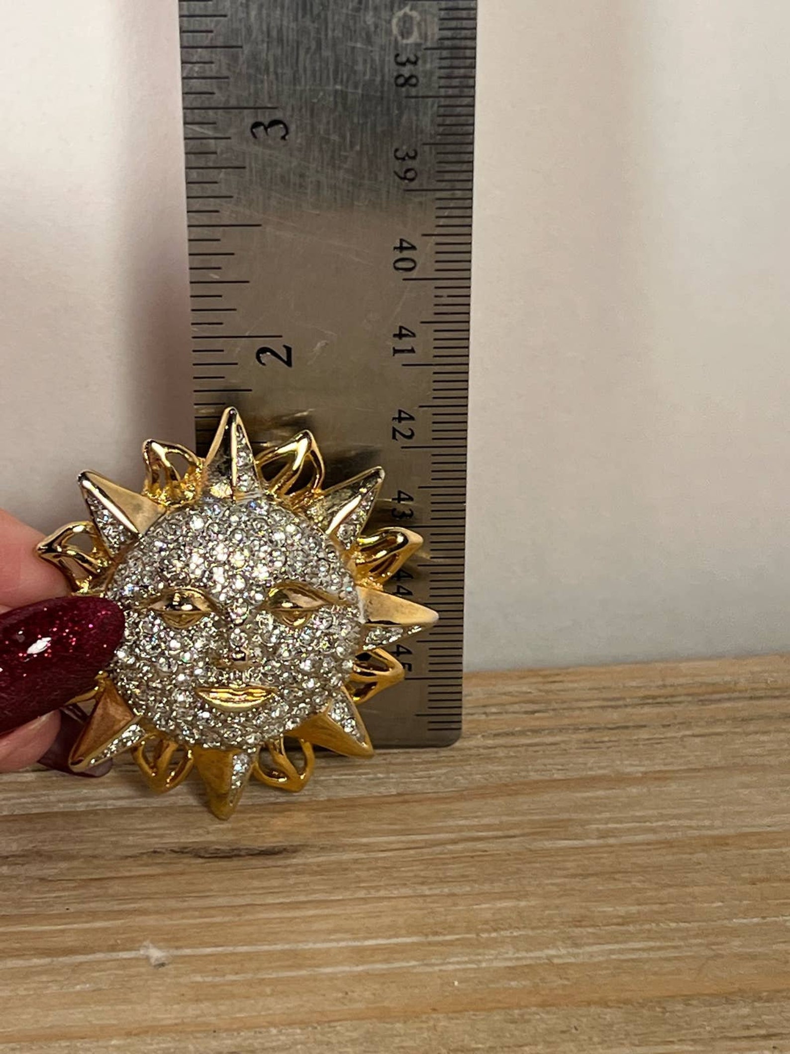 Gorgeous Celestial Sun Broach 14k Gold Plated Simulated Diamond - Etsy
