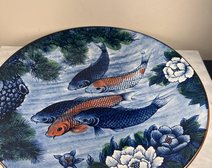 Vintage TOYO Koi Fish Platter Tray Plate Beautiful Colors - Etsy