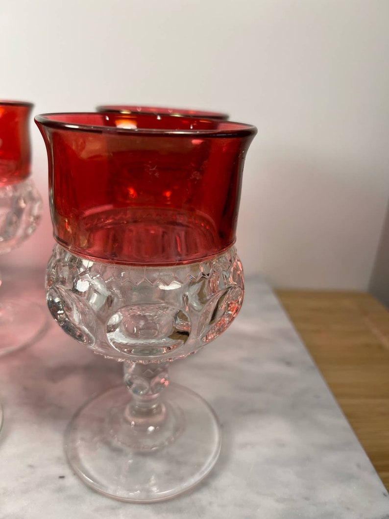 Vintage Wine Glasses Tiffin Kings Crown Franciscan Thumbprint Ruby - Etsy