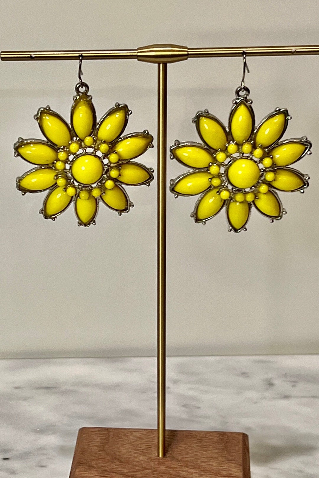 Vintage Yellow Flower Earrings - Etsy
