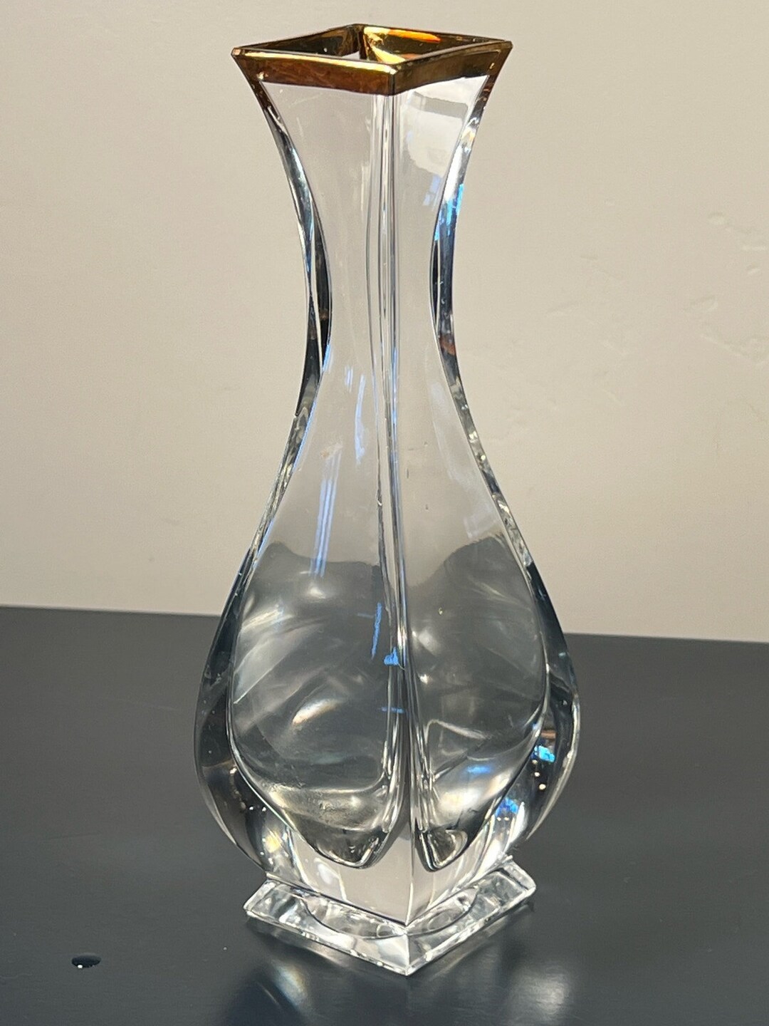 Vintage Royal Gallery Lead Crystal Gold Rimmed Vase - Etsy