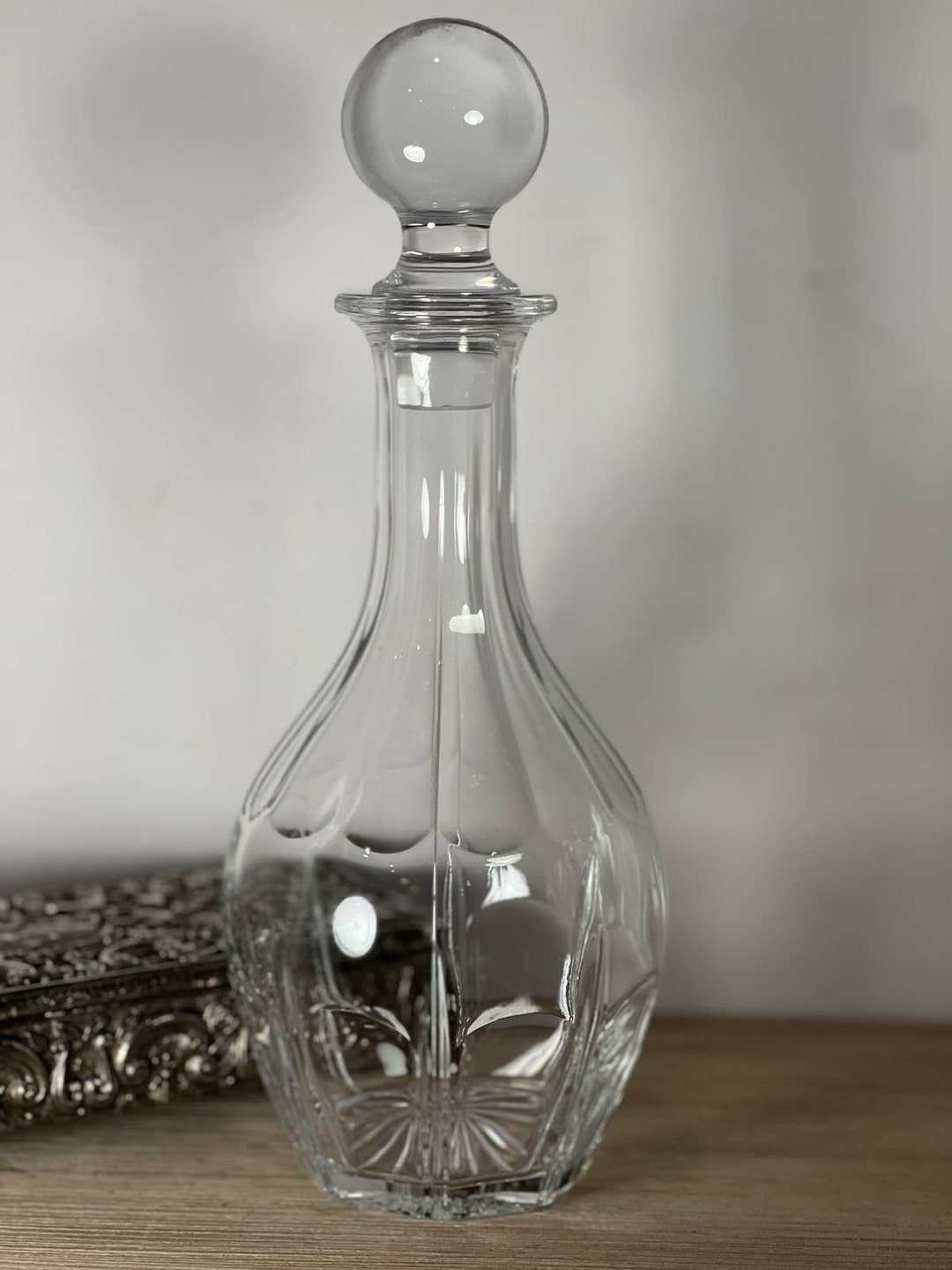 Vintage Glass Decanter With Round Ball Stopper - Etsy