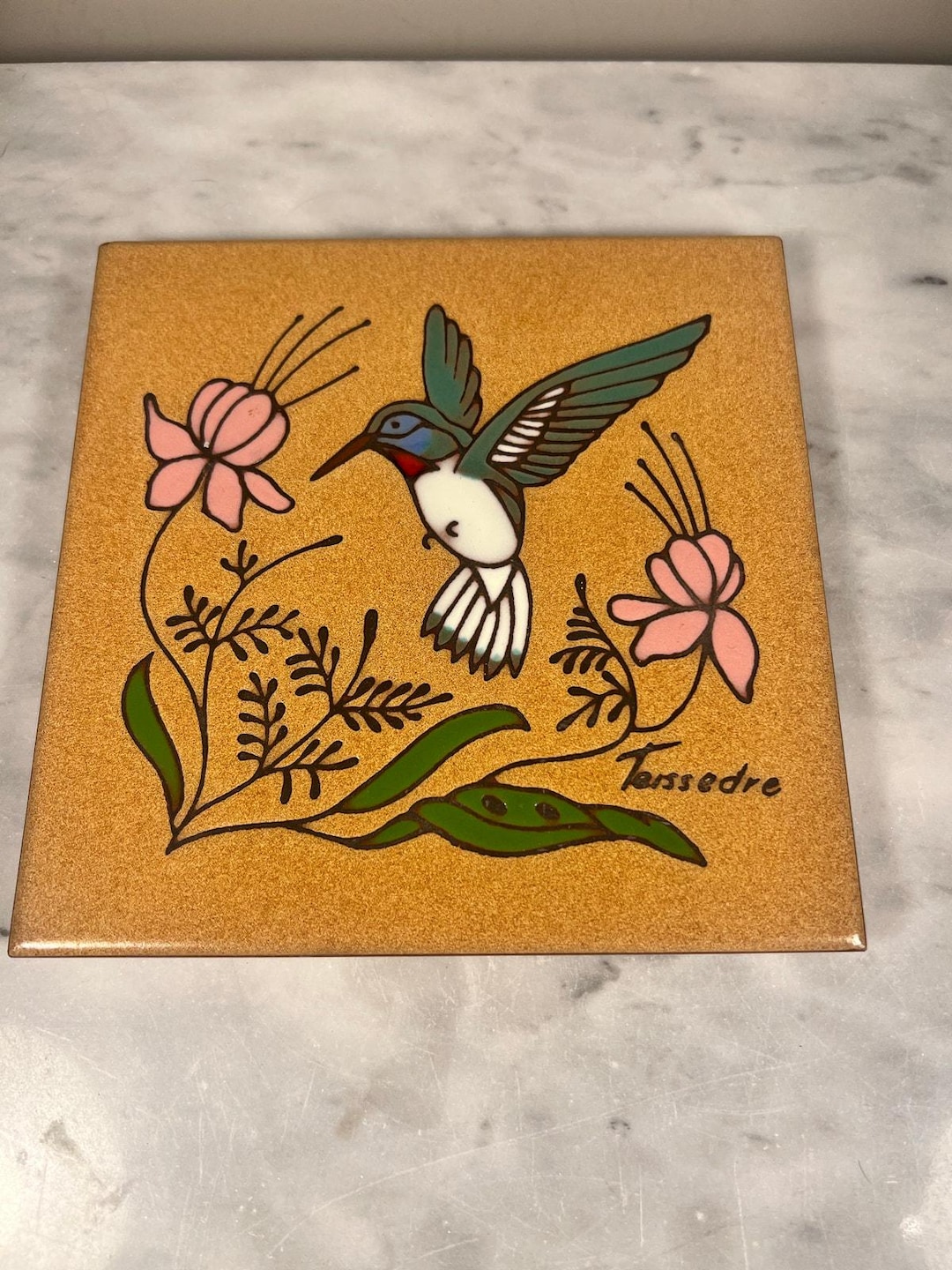 Vintage Cleo Teissedre 1982 Hummingbird Tile/vintage Hummingbird Trivet ...