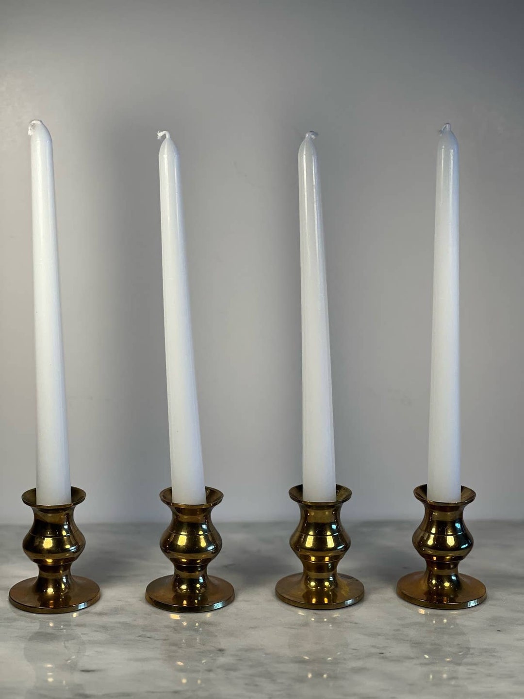 4 Vintage Brass Candle Holders - Etsy