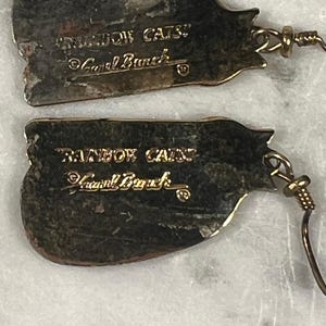 Vintage Laurel Burch rainbow Cats Cloisonné Gold Plated & Enamel ...