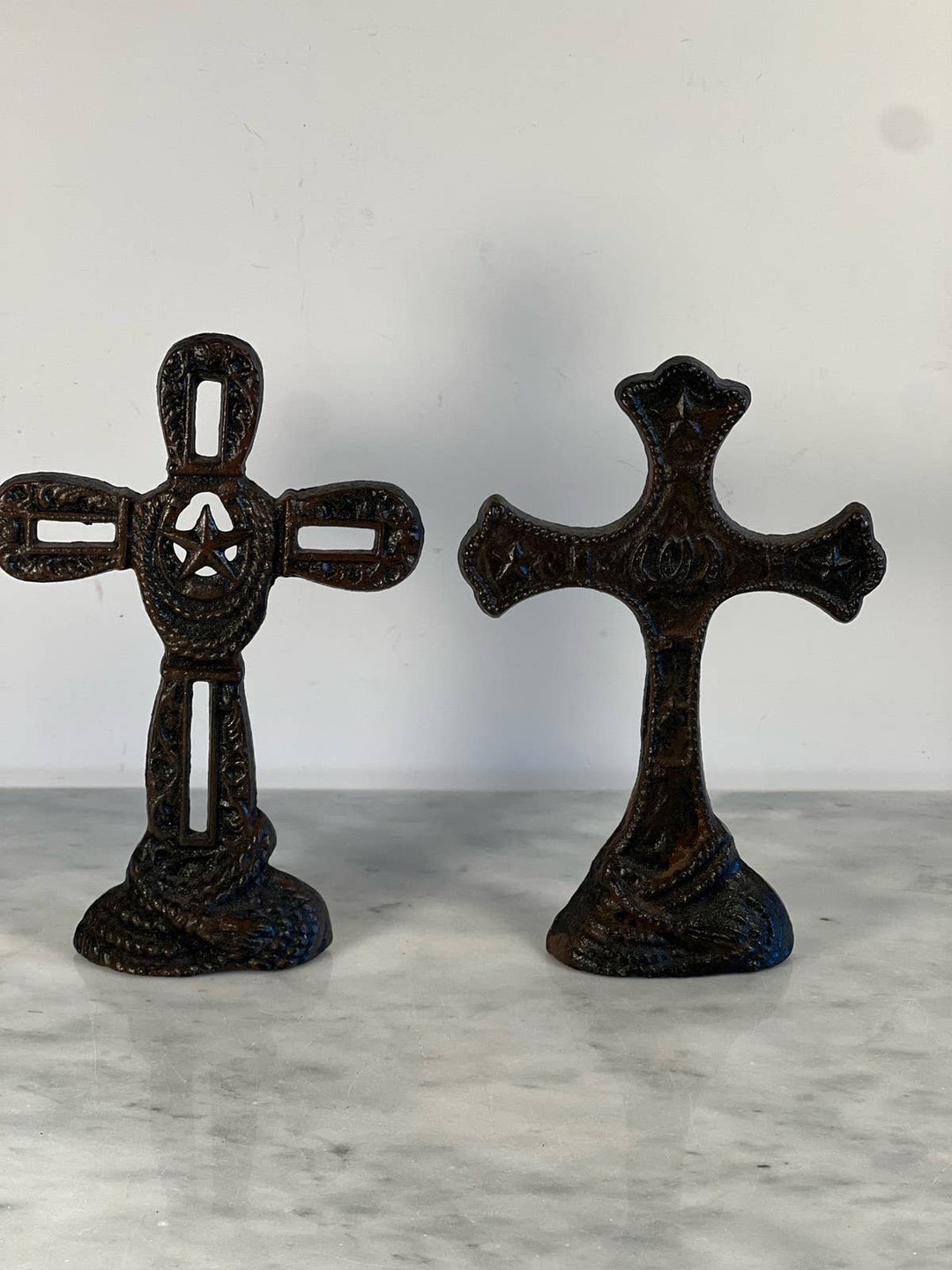 Vintage Cast Iron Pair of Crosses - Etsy
