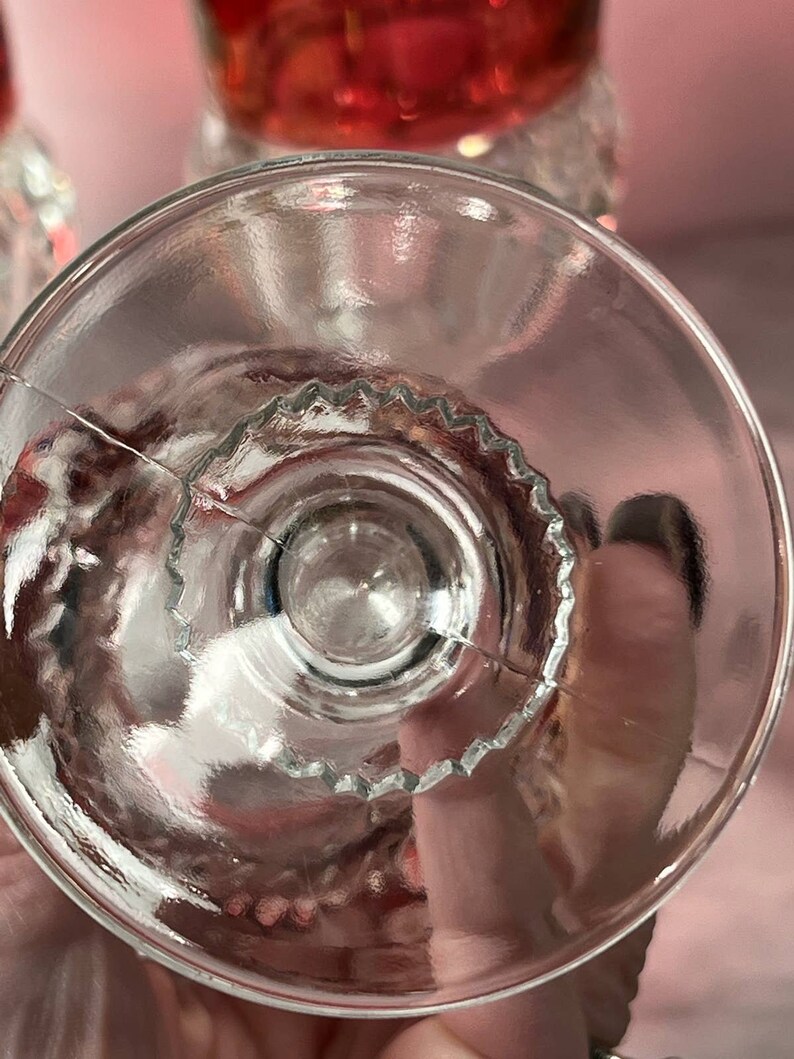 Vintage Wine Glasses Tiffin Kings Crown Franciscan Thumbprint Ruby - Etsy