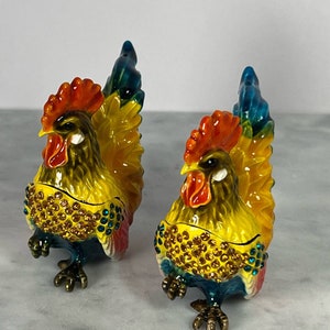 Pair of Vintage Rooster Trinket Boxes - Etsy