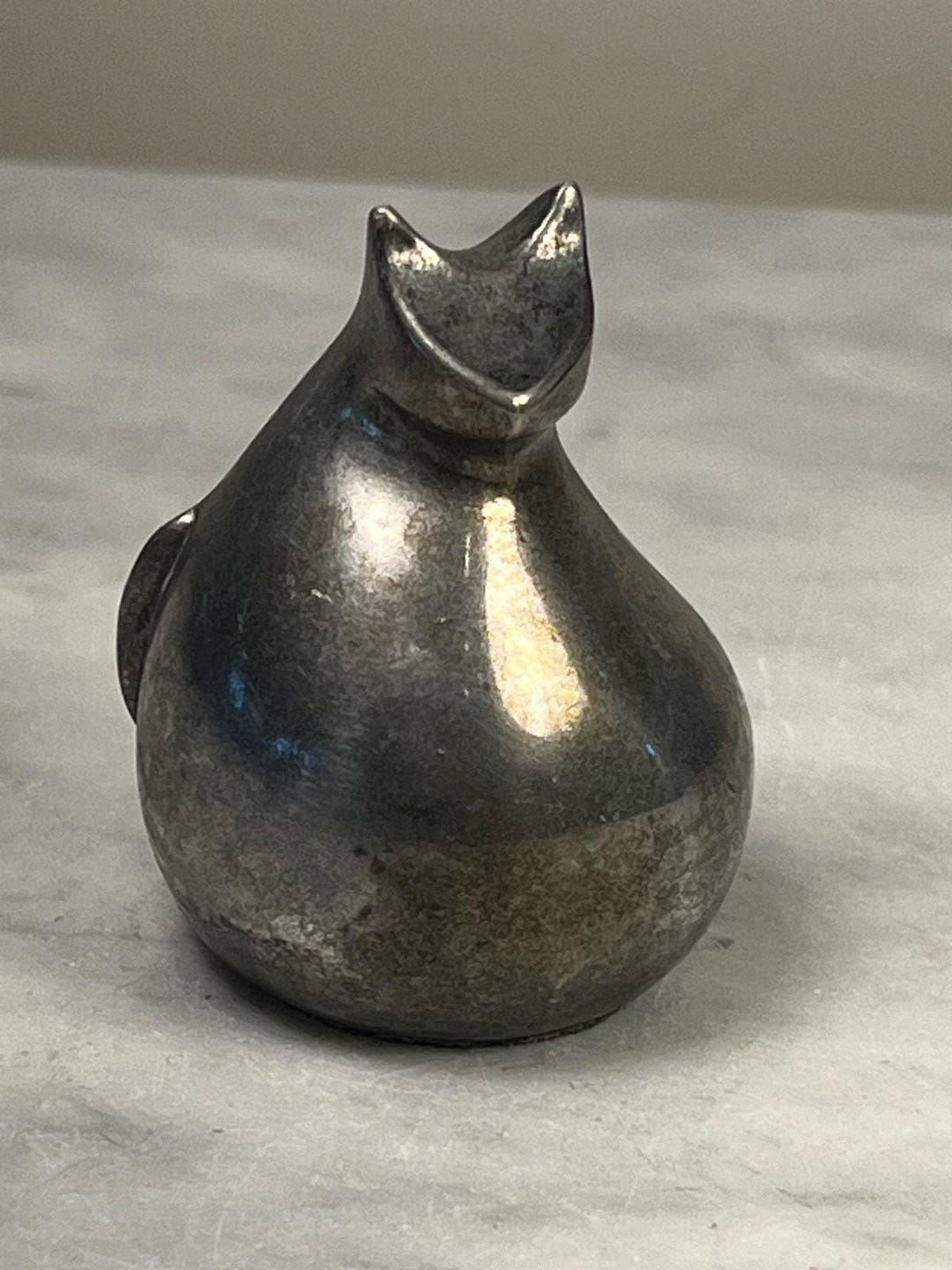 Vintage Cat Paperweight Dansk International Designs Japan Silver Plated ...