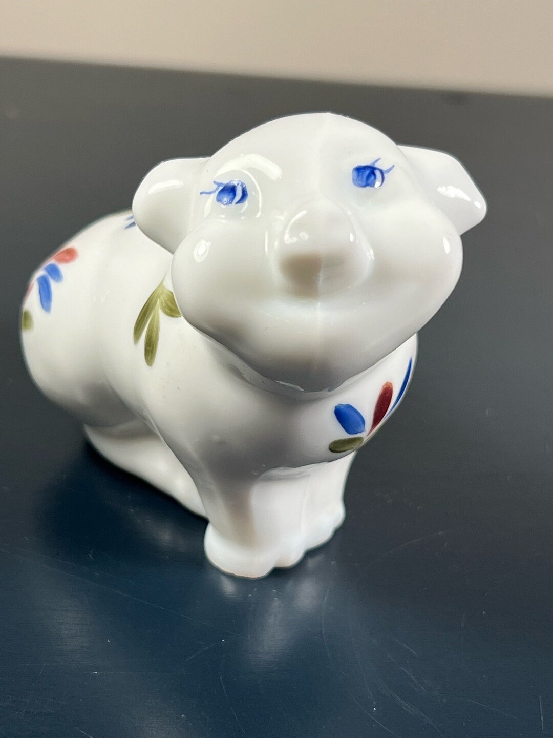 Fenton RARE Pig Figurine Design Signed by D. Frederick Milk Glass Hand ...