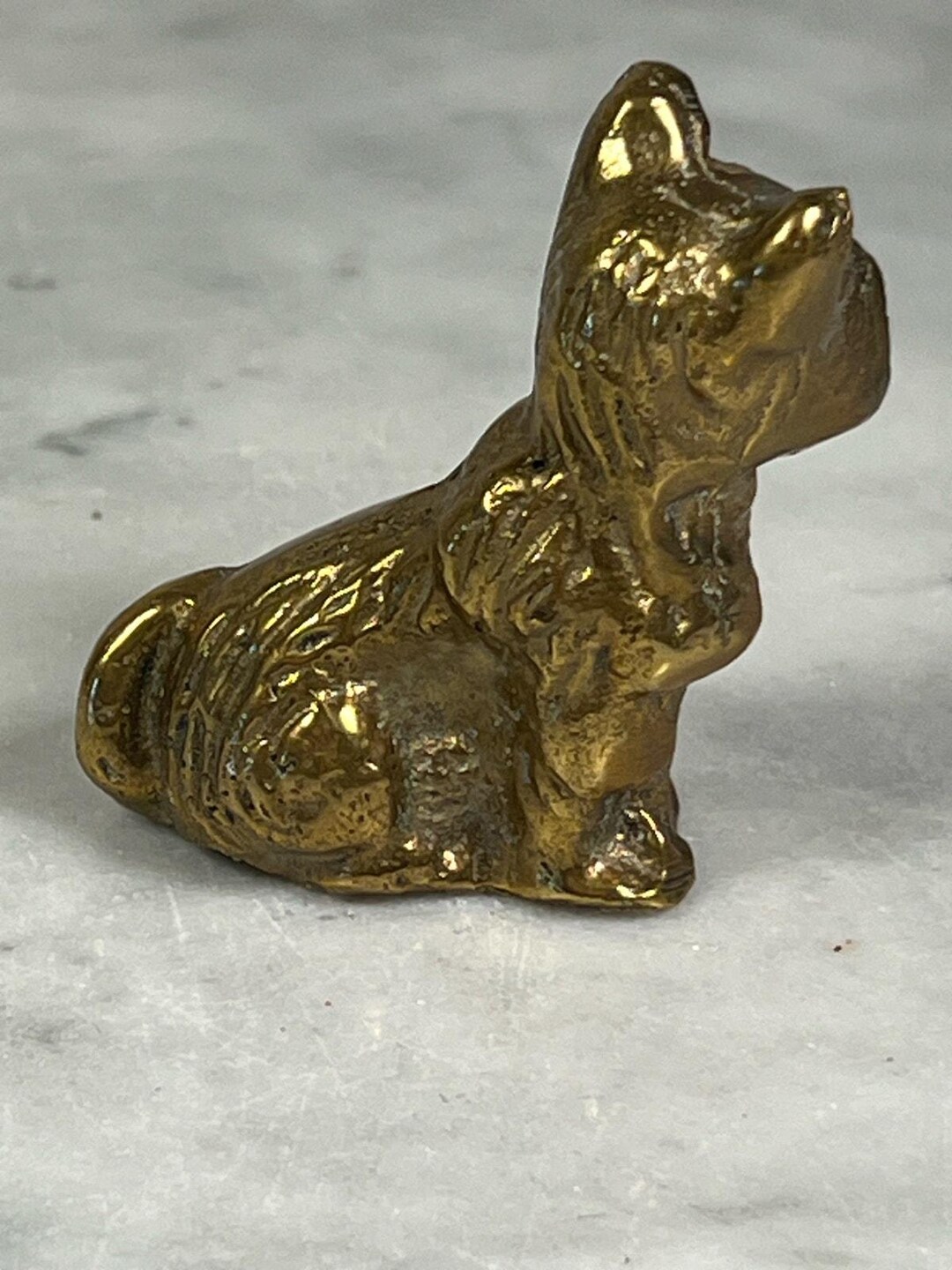 Vintage Small Brass Dog Terrier - Etsy