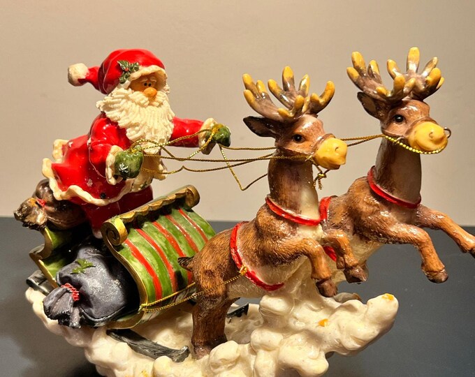 Vintage Santa Sleigh Reindeer Decor Nostalgic Old World - Etsy